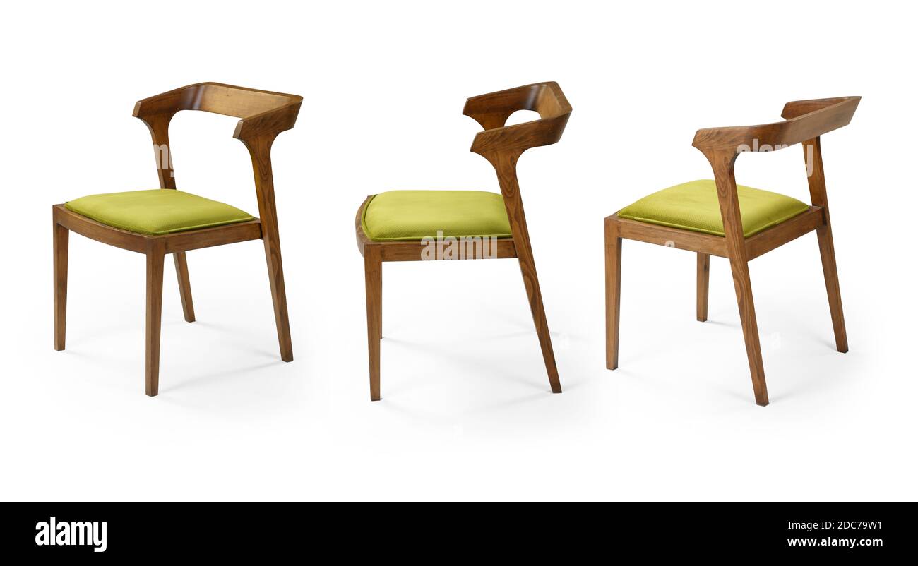 Single chair at different angles on a white background Stock Photo - Alamy