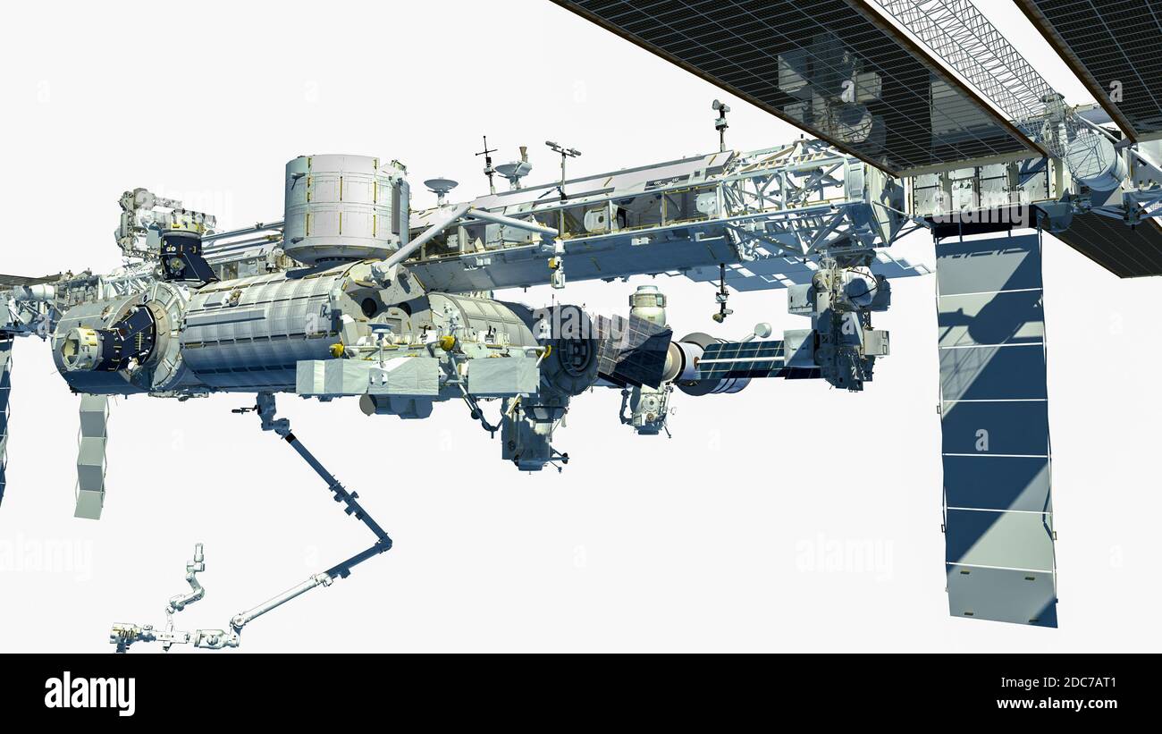 The International Space Station detailed close-up 3D rendering, with ...