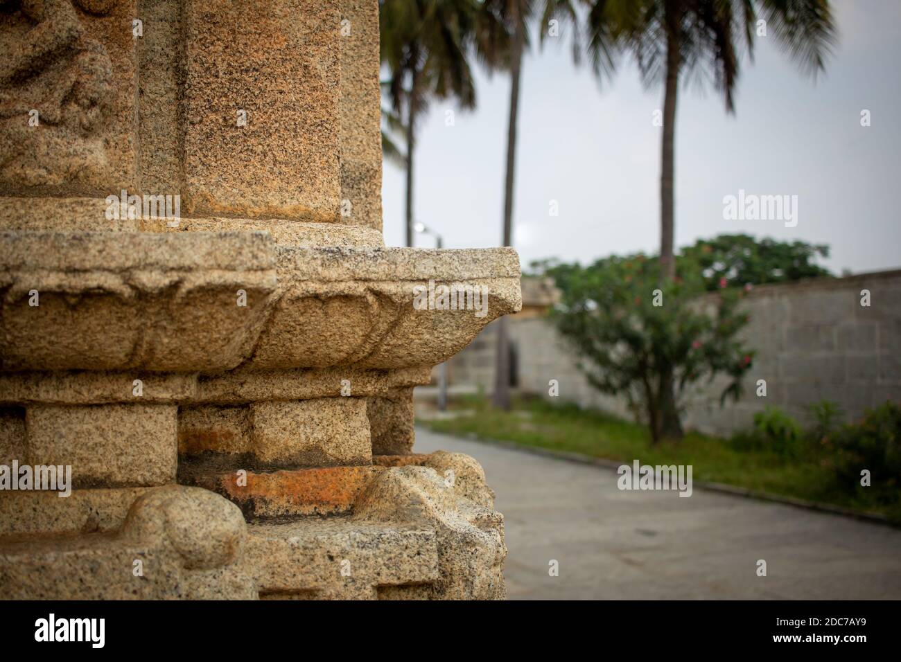 Courtyard along a beautiful ancient temple, Avani, Karnataka, India ...