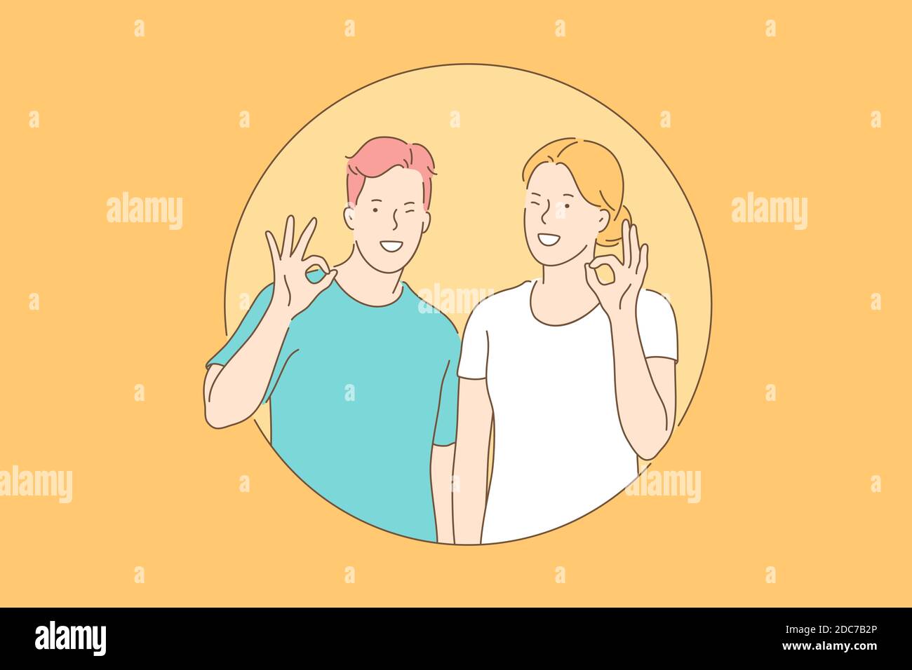 Woman approve smiling girl showing Stock Vector Images - Alamy