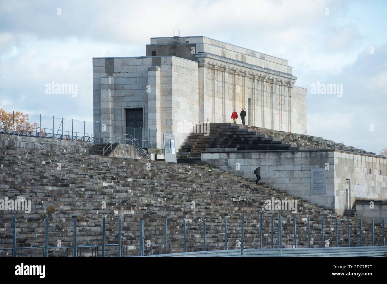 19 November 2020, Bavaria, Nuremberg: Visitors walk across the Zeppelin ...