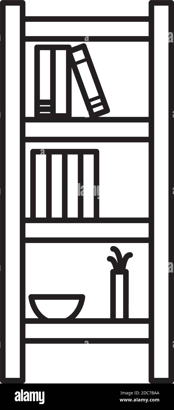 bookshelf icon over white background, line style, vector illustration ...