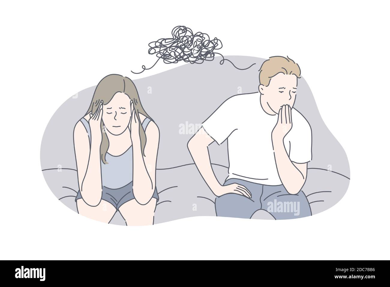 Relationship, family, problem, stress concept. Young upset stressful ...