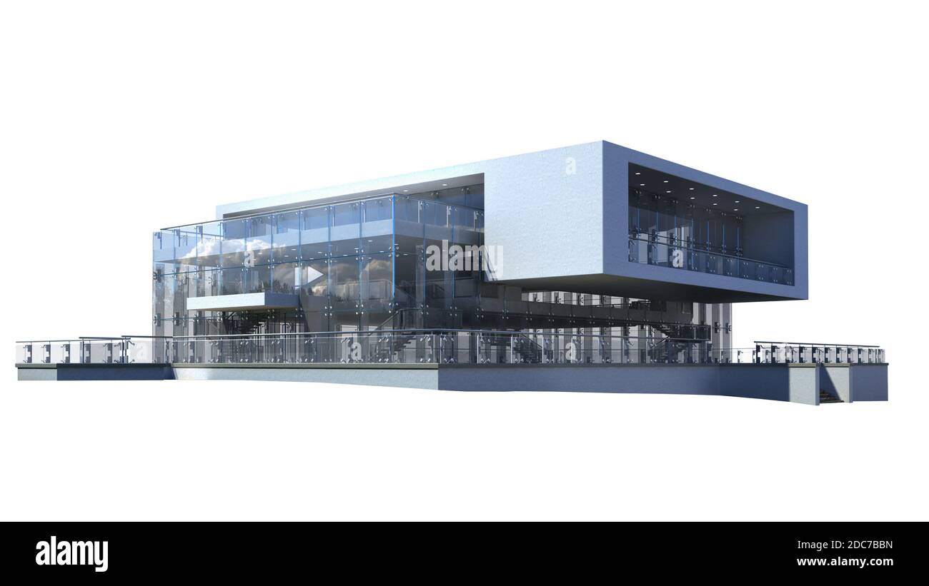 3D Illustration of a modern luxury house with a contemporary ...