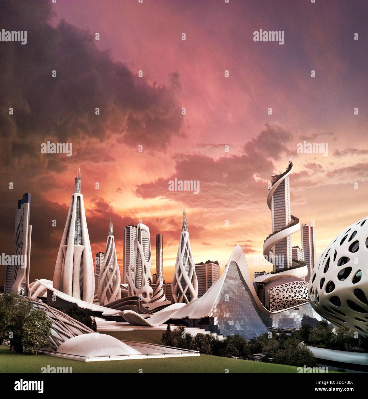 3d rendering modern high rise buildings hi-res stock photography and ...