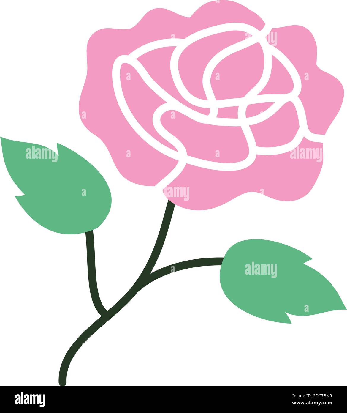 beautiful rose icon over white background, half line half color style ...