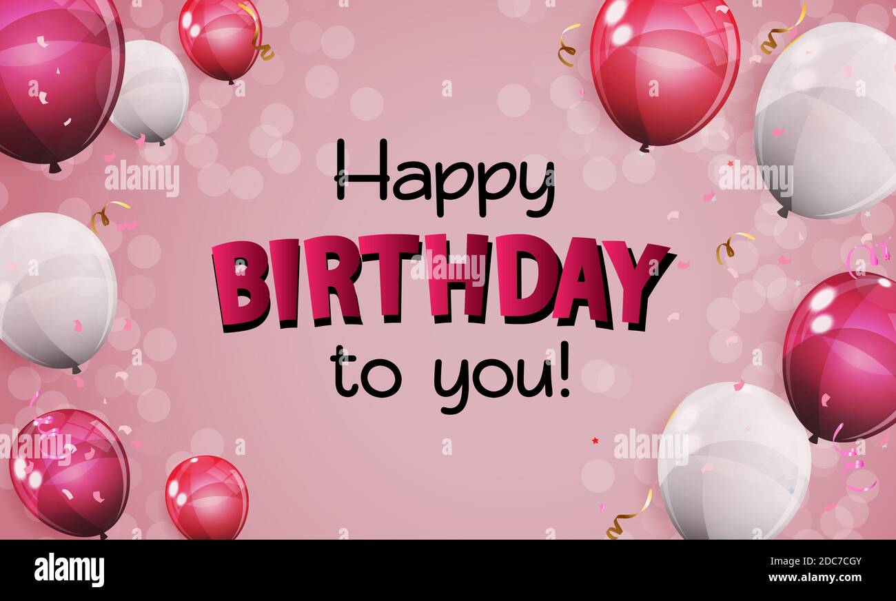 Color Glossy Happy Birthday Balloons Banner Background Illustration ...
