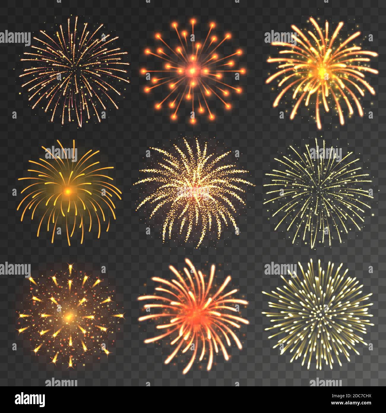 Festive fireworks collection. Realistic colorful firework on ...