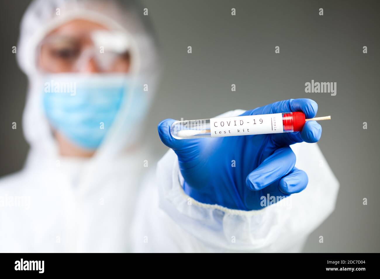 COVID-19 virus disease self swab test sample kit, medical laboratory ...