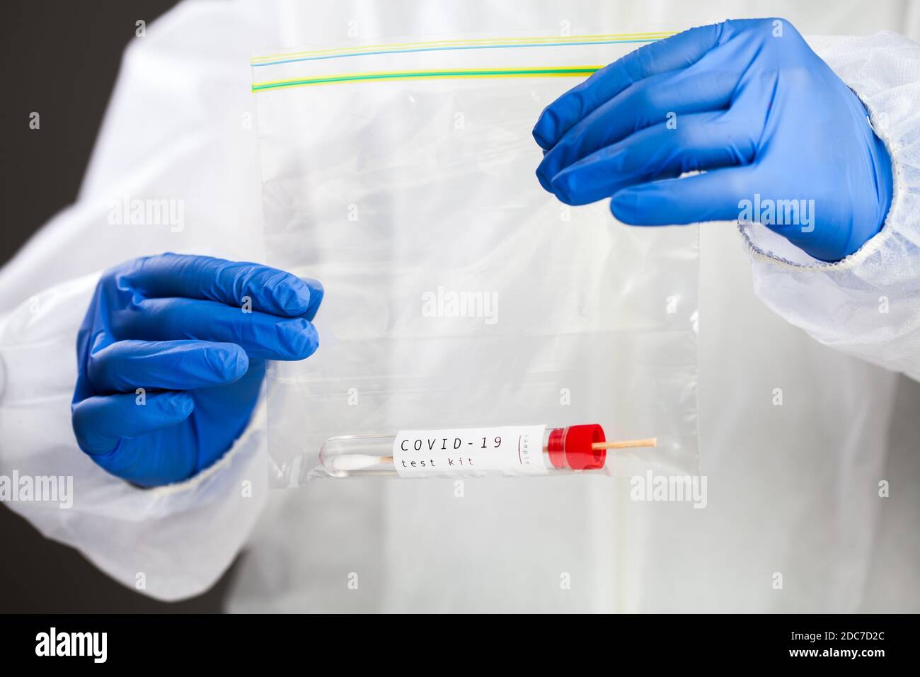 COVID-19 virus disease self swab test sample kit, medical laboratory ...