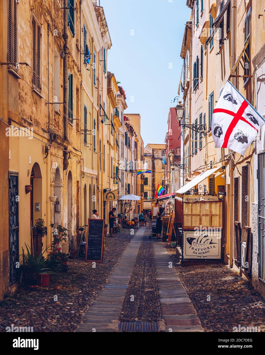 Alghero, Italy - July 21, 2019: Alghero old town, Alghero street view ...