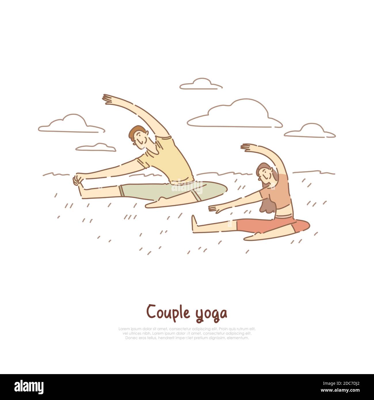 Doing gymnastics young couples Stock Vector Images - Alamy