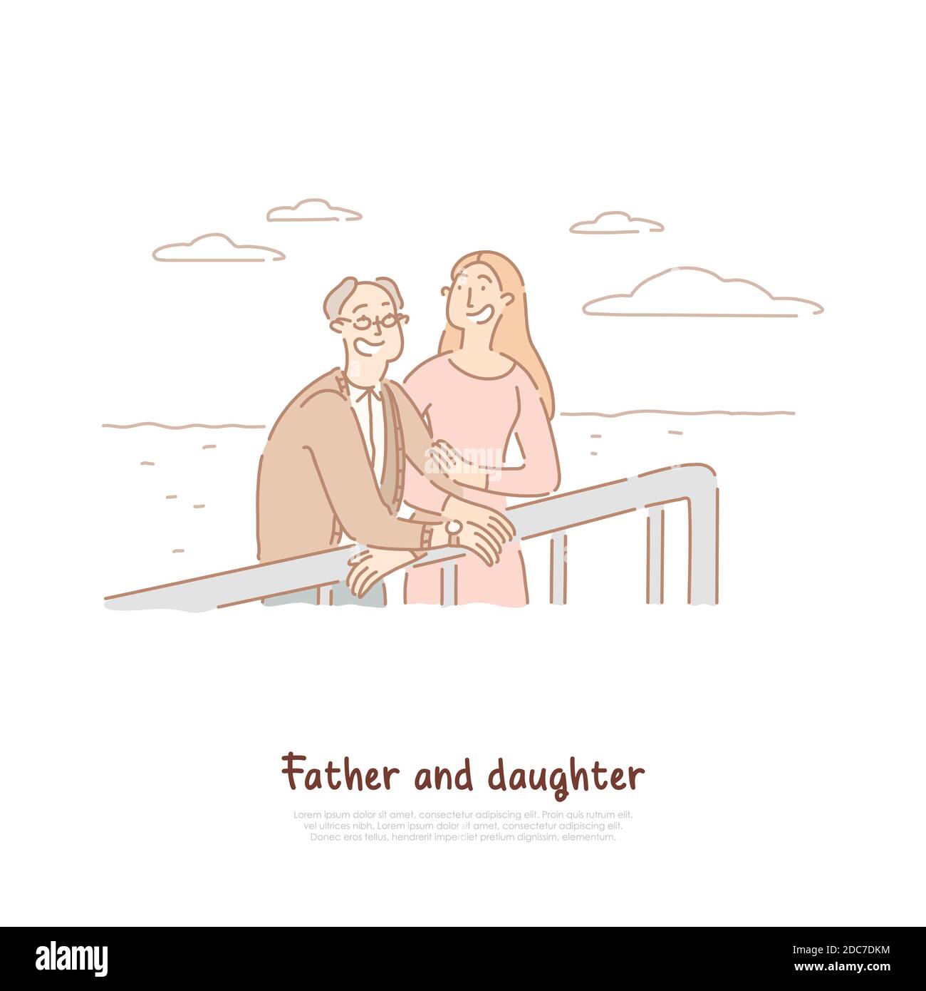 Old father and adult daughter spend time together, young woman and ...