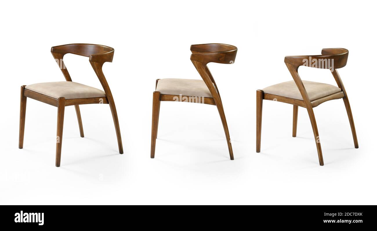 Single chair at different angles on a white background Stock Photo - Alamy