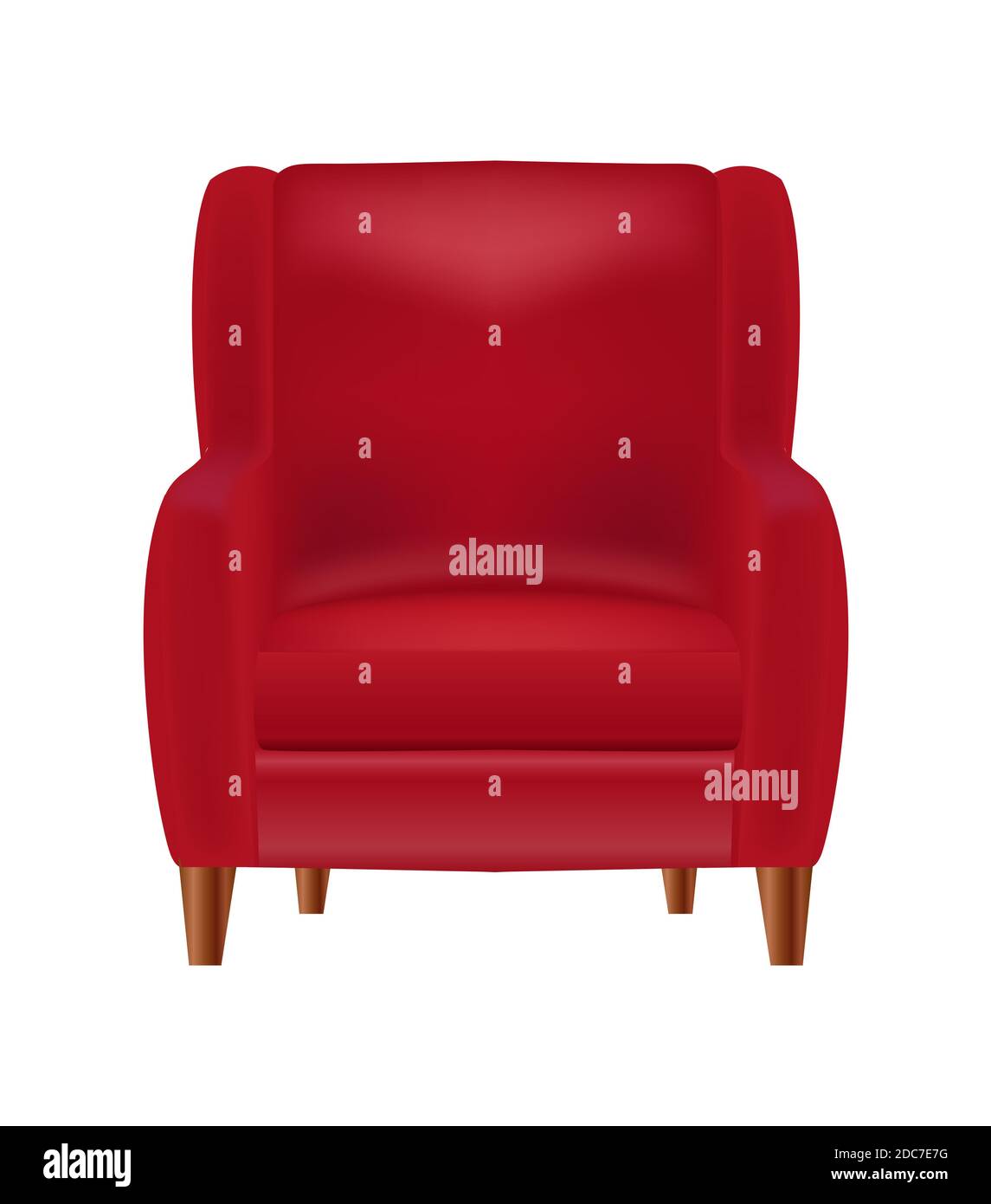 Realistic Red Armchair Front View Isolated on White Background ...