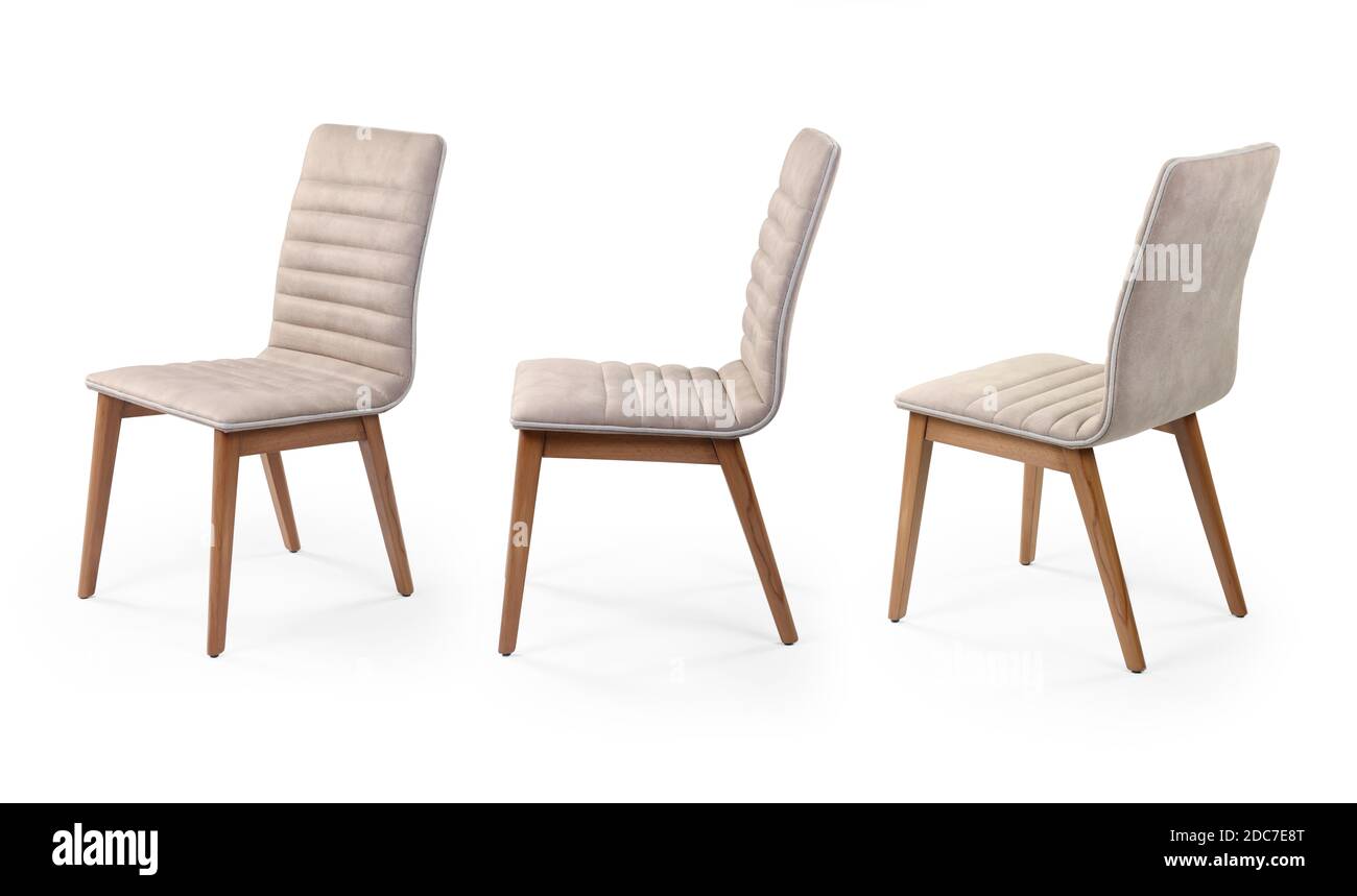 Single chair at different angles on a white background Stock Photo - Alamy