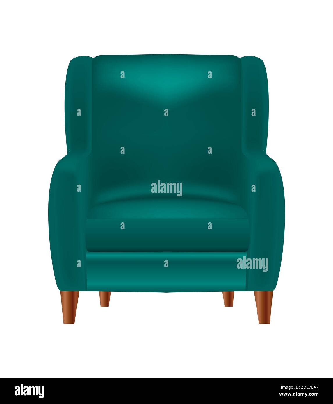 Realistic Red Armchair Front View Isolated on White Background ...