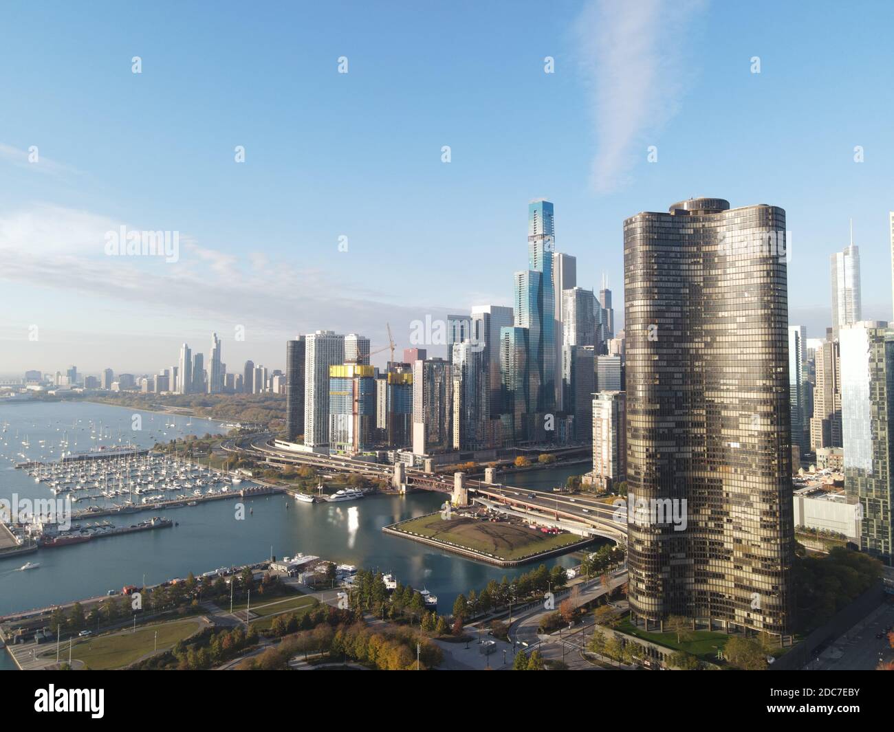 DJI 4K Drone Pictures of Chicago Skyline + Soldier Field Stock Photo ...