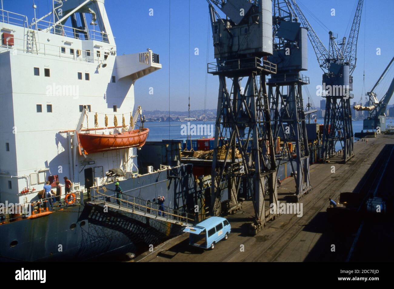 Dockside scene at Durban harbour, South Africa, 1981 Stock Photo - Alamy