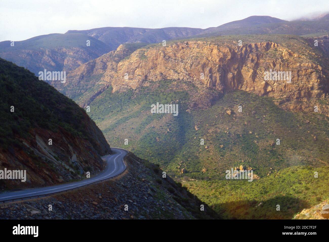 Modern road cut into the side of a mountain along the Garden Route ...