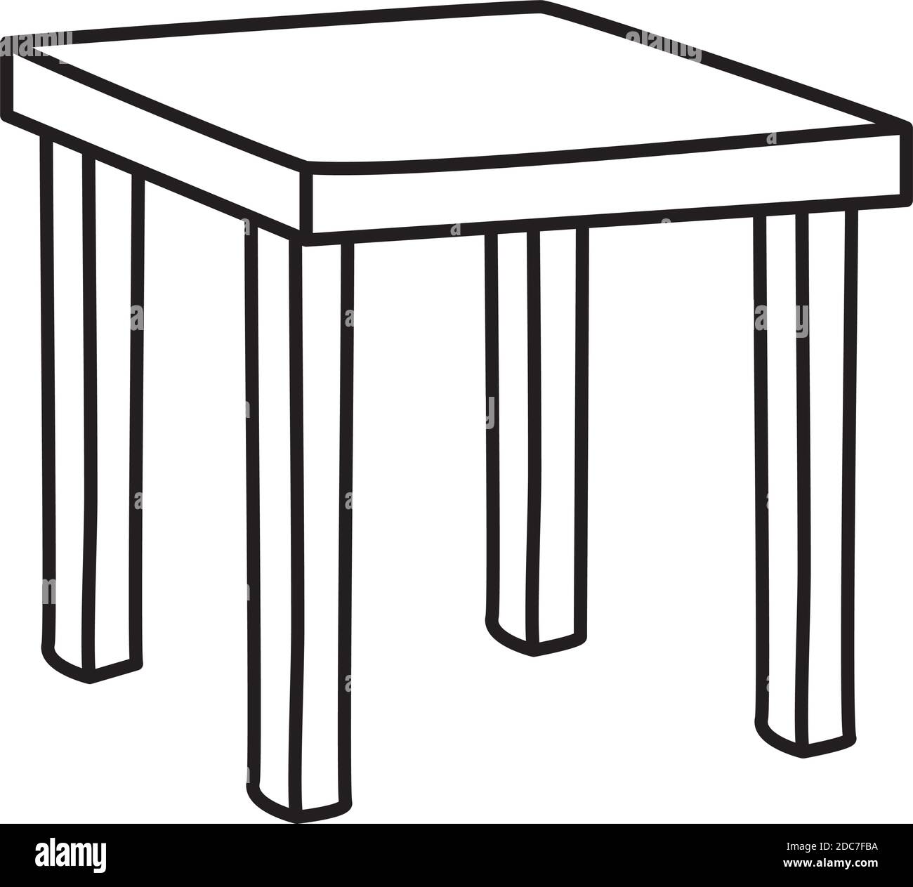 furniture concept, table icon over white background, line style, vector ...