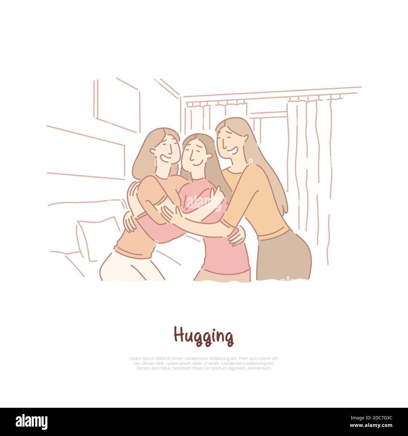 Friends Hugging Drawing