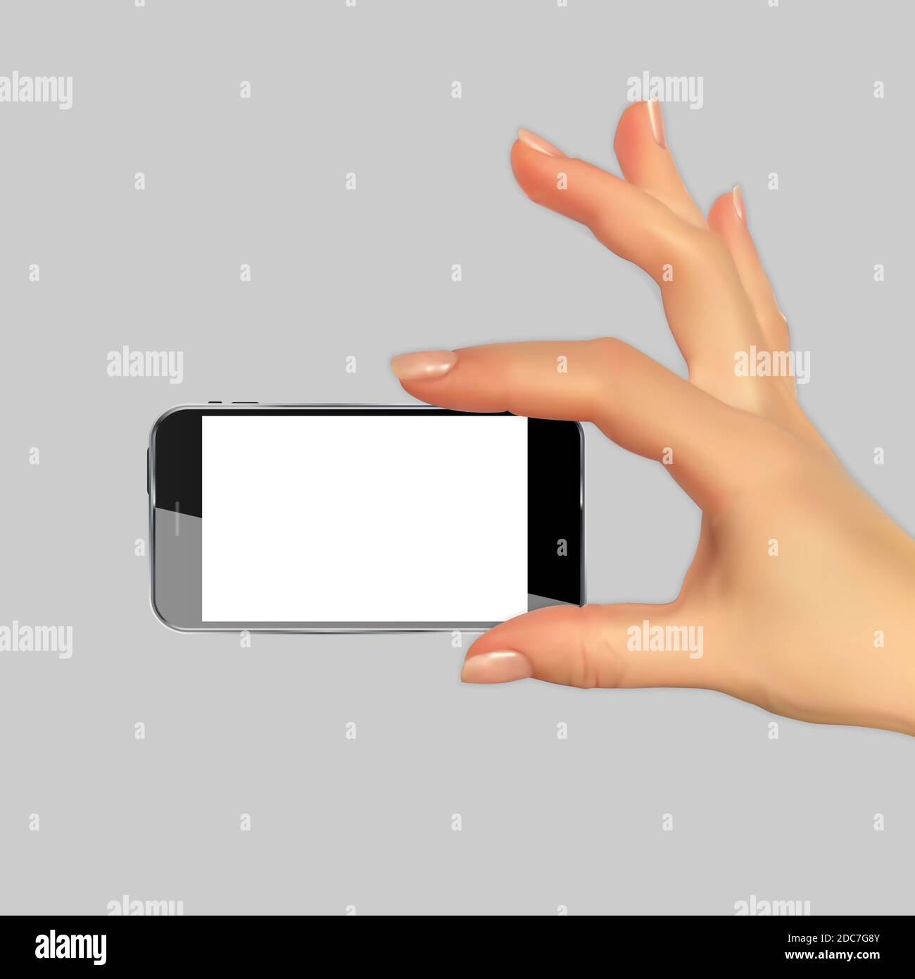 Realistic 3D Silhouette of hand with Mobile Phone. Illustration Stock ...