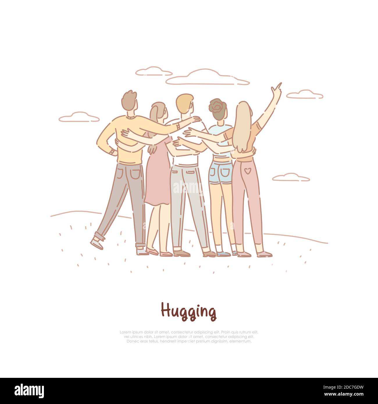 Students hugging outdoors Stock Vector Images - Alamy