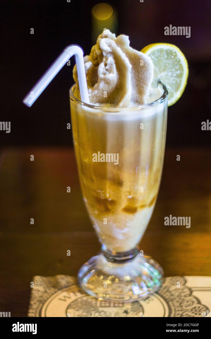 An iced tea shake served at a local restaurant in Palawan, Philippines ...