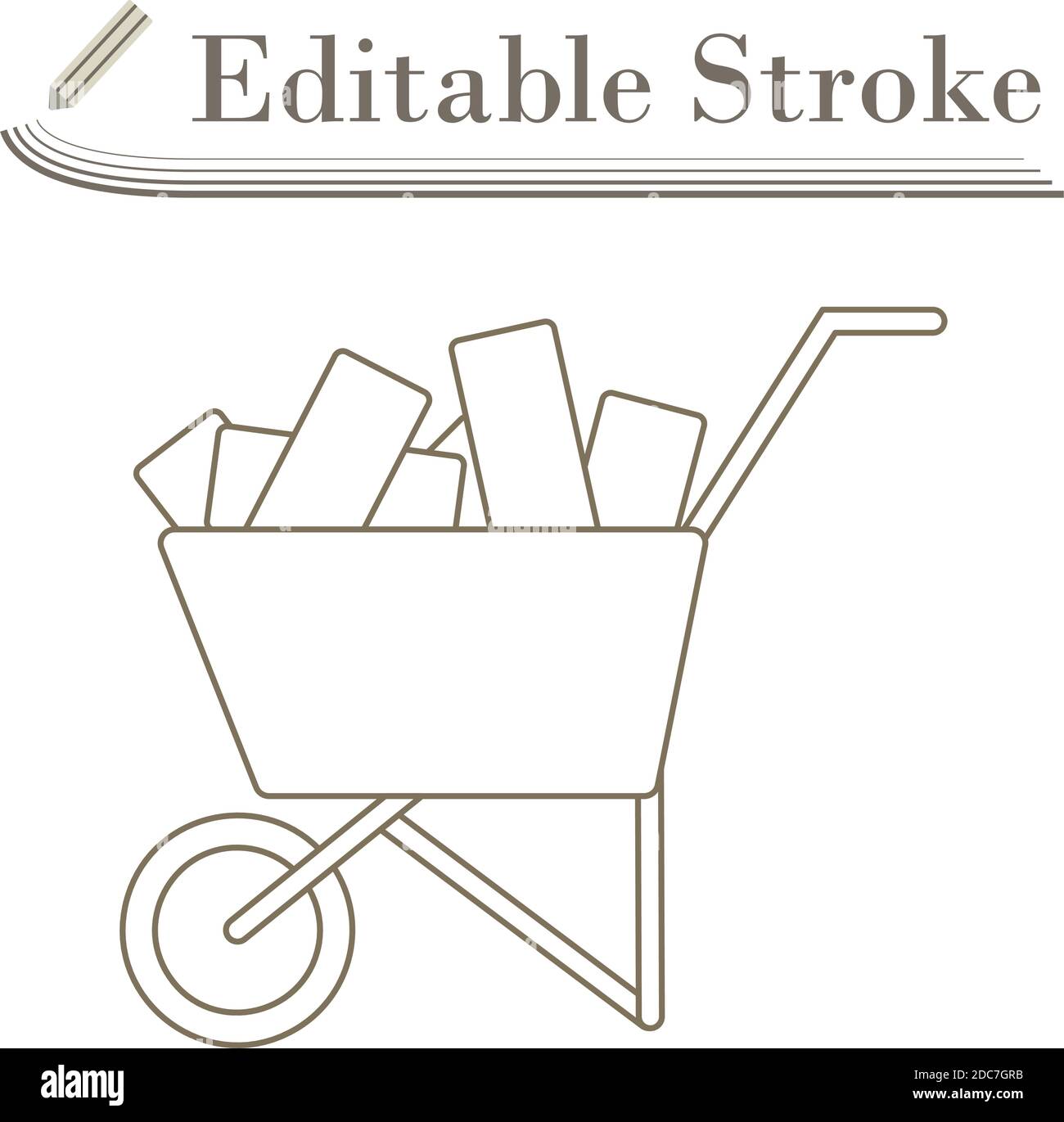 Icon Of Construction Cart. Editable Stroke Simple Design. Vector ...