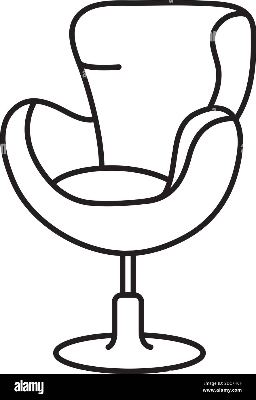 wing chair icon over white background, line style, vector illustration ...