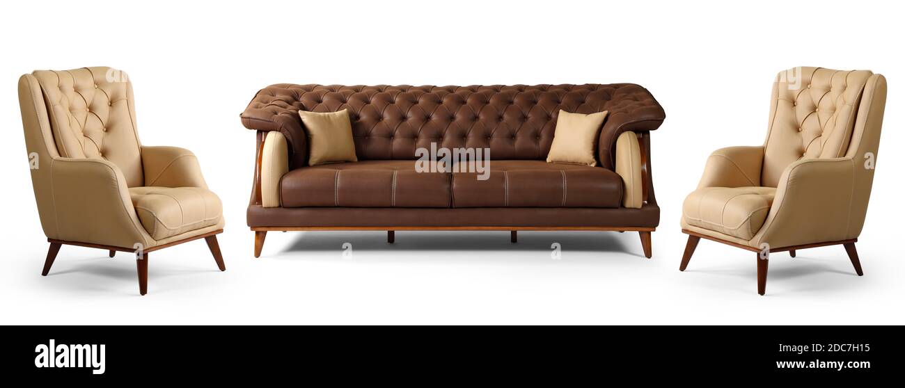 Modern furniture is half set on white background Stock Photo - Alamy