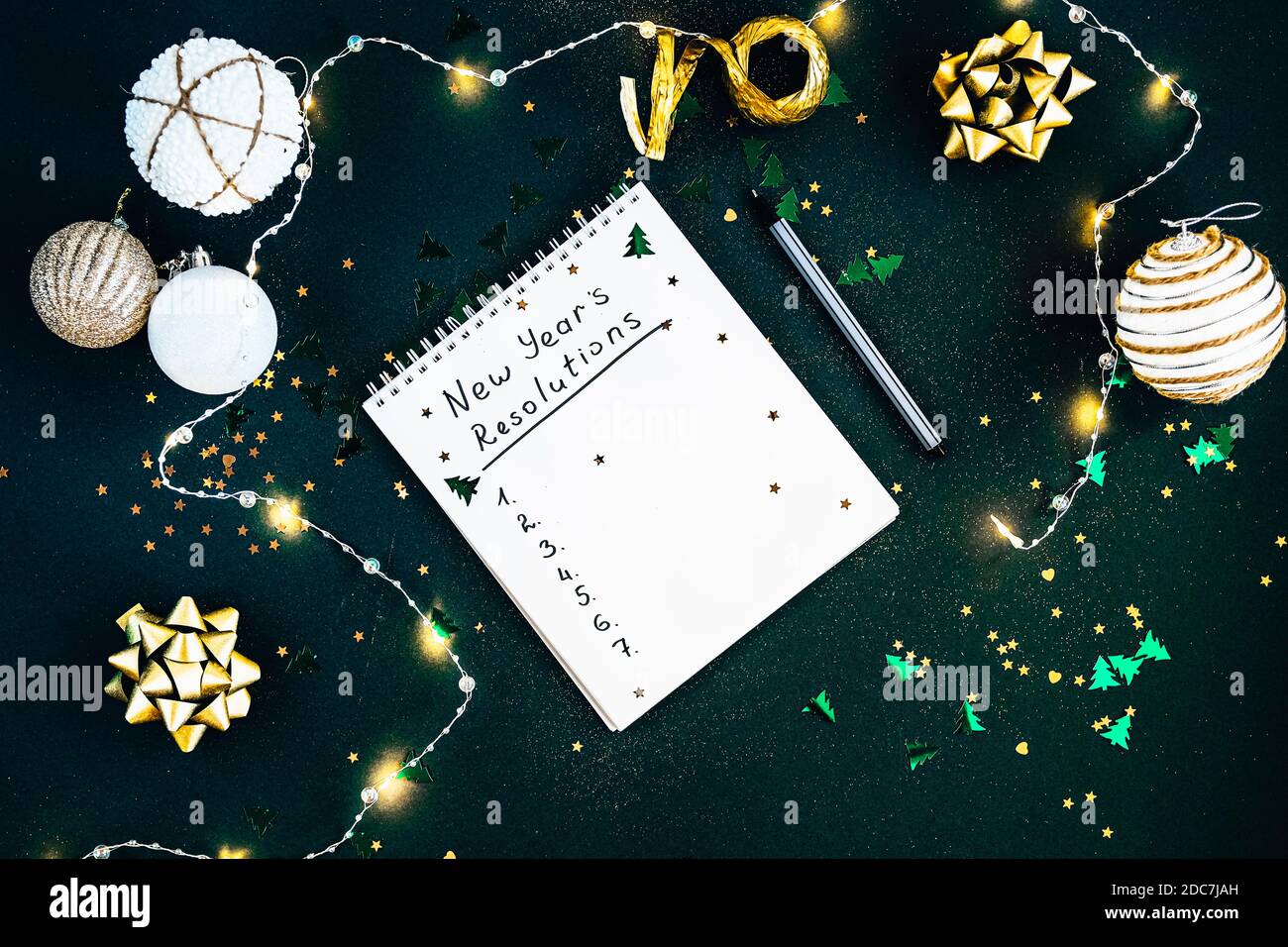 New Year's goals. the list of resolutions in a notepad. Resolution ...