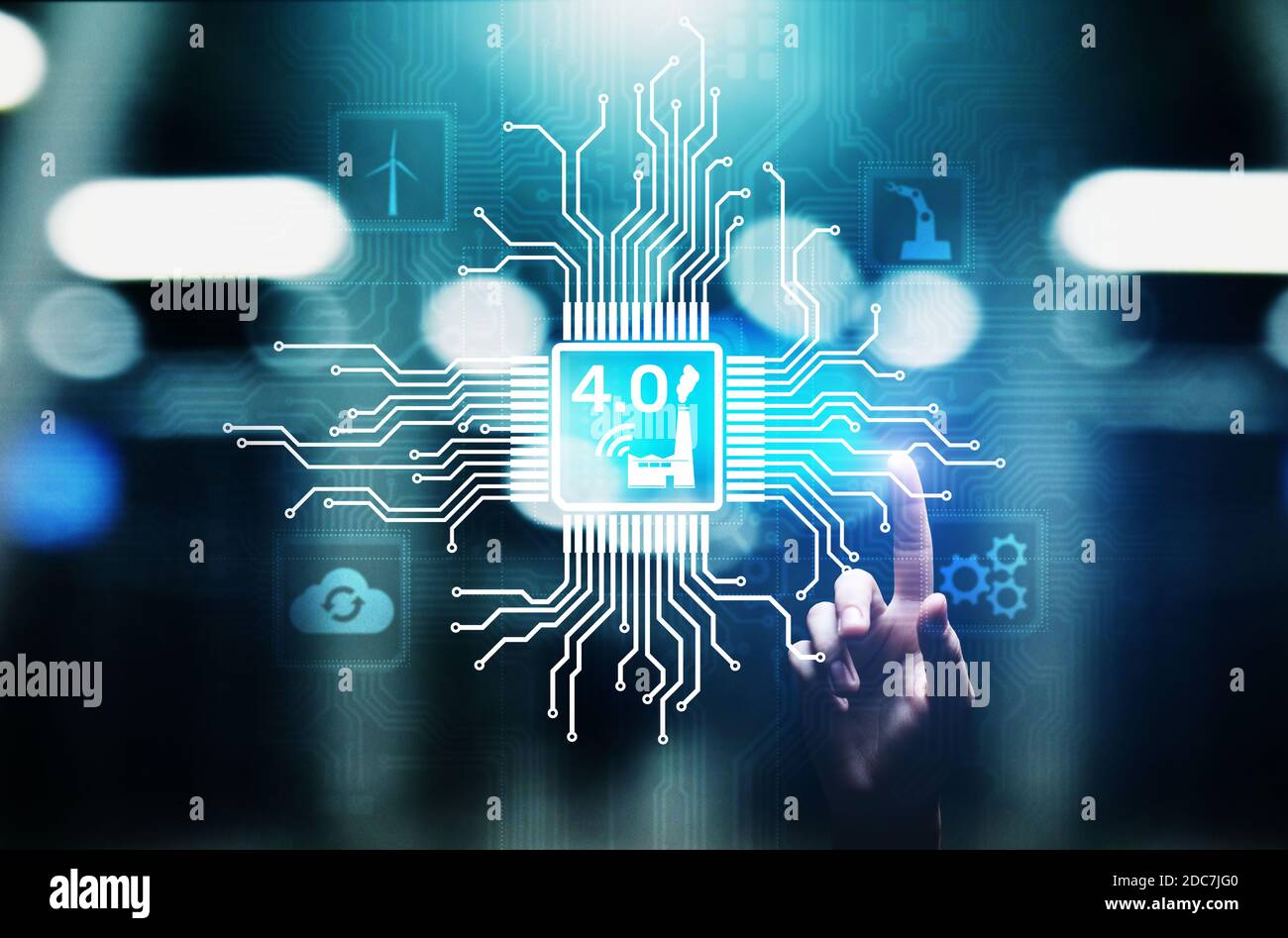 Smart industry 4.0 innovation automation technology concept on virtual ...