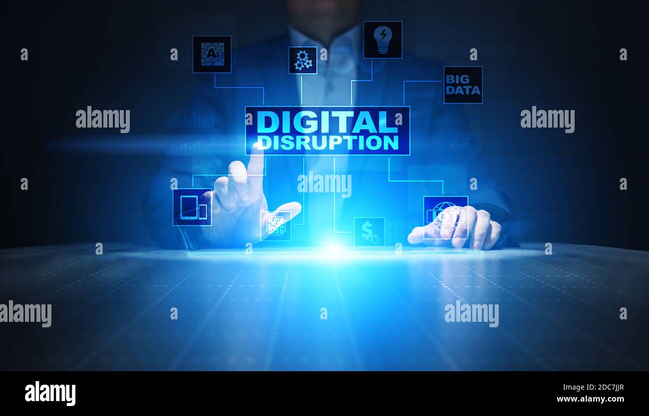 Digital Disruption. Disruptive business ideas. IOT internet of things ...