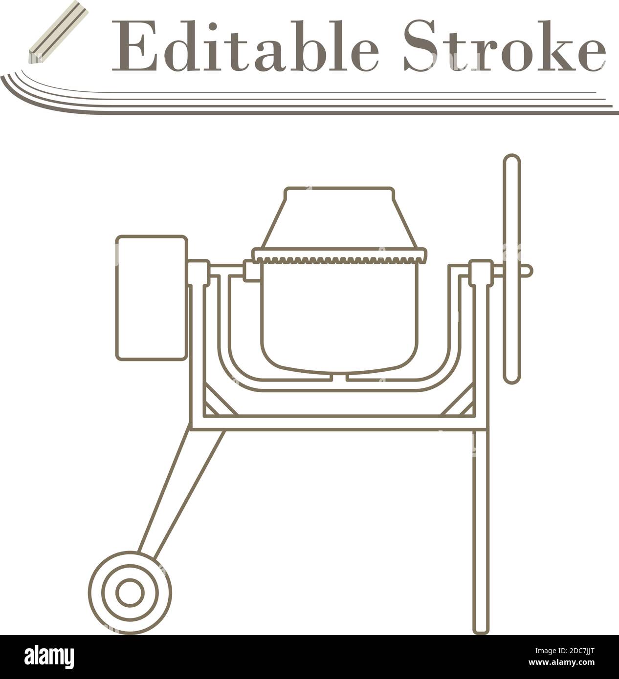 Icon Of Concrete Mixer. Editable Stroke Simple Design. Vector ...