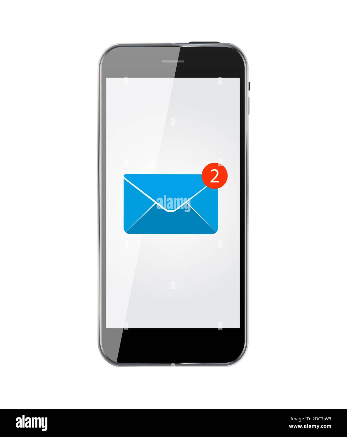 Realistic mobile phone with email icon. Illustration Stock Photo - Alamy