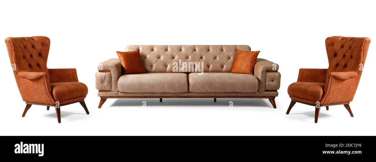 Modern furniture is half set on white background Stock Photo - Alamy