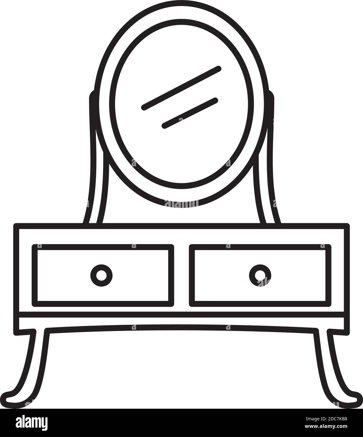 dressing table icon over white background, line style, vector ...