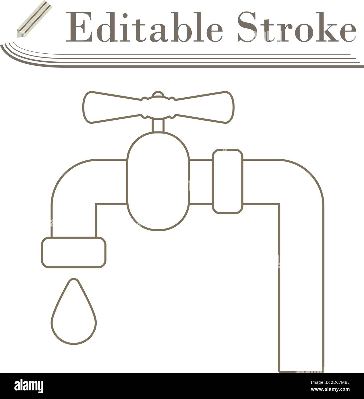 Flat Design Pipe With Valve Icon. Editable Stroke Simple Design. Vector ...