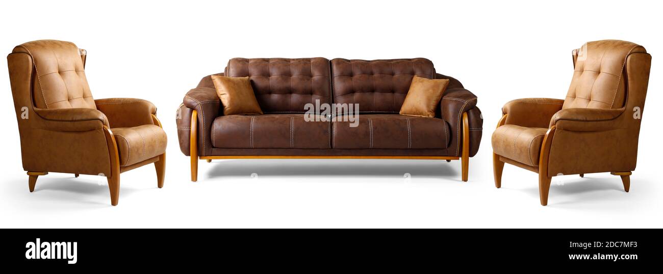 Modern furniture is half set on white background Stock Photo - Alamy
