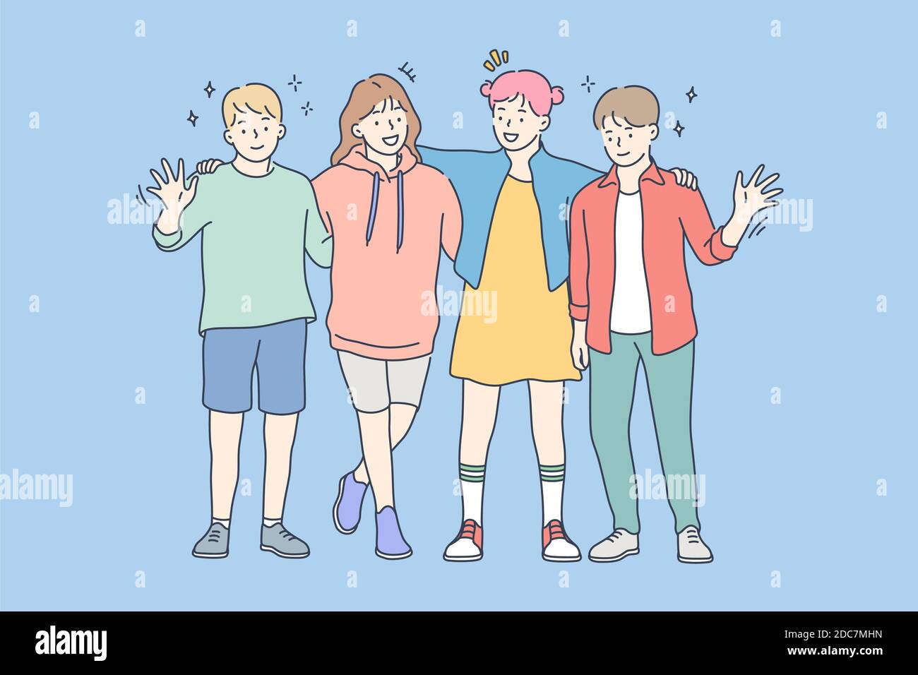 Friendship, portrait, happiness, joy, childhood concept. Happy cheerful ...