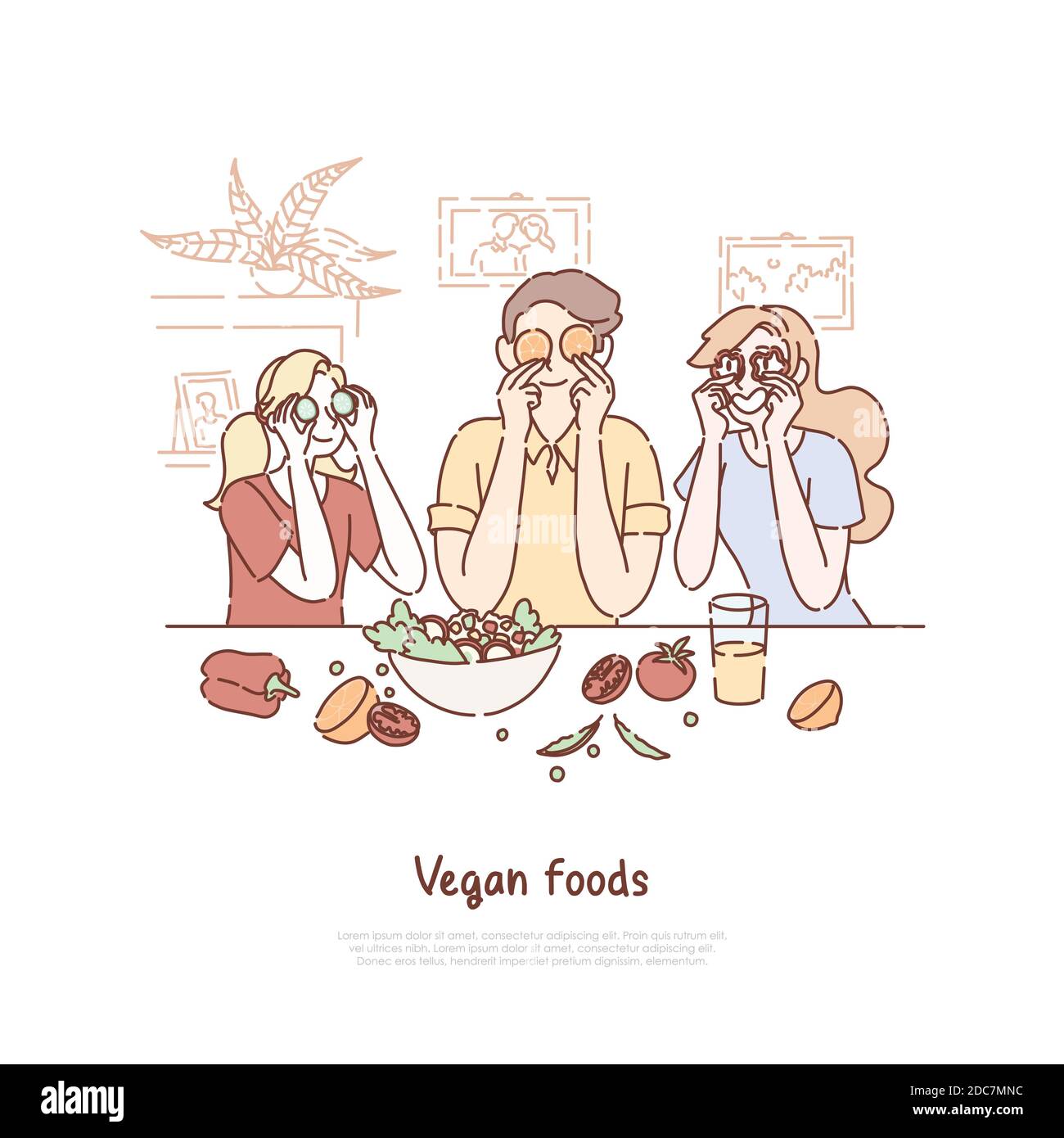 Vegetarian family meal Stock Vector Images - Alamy