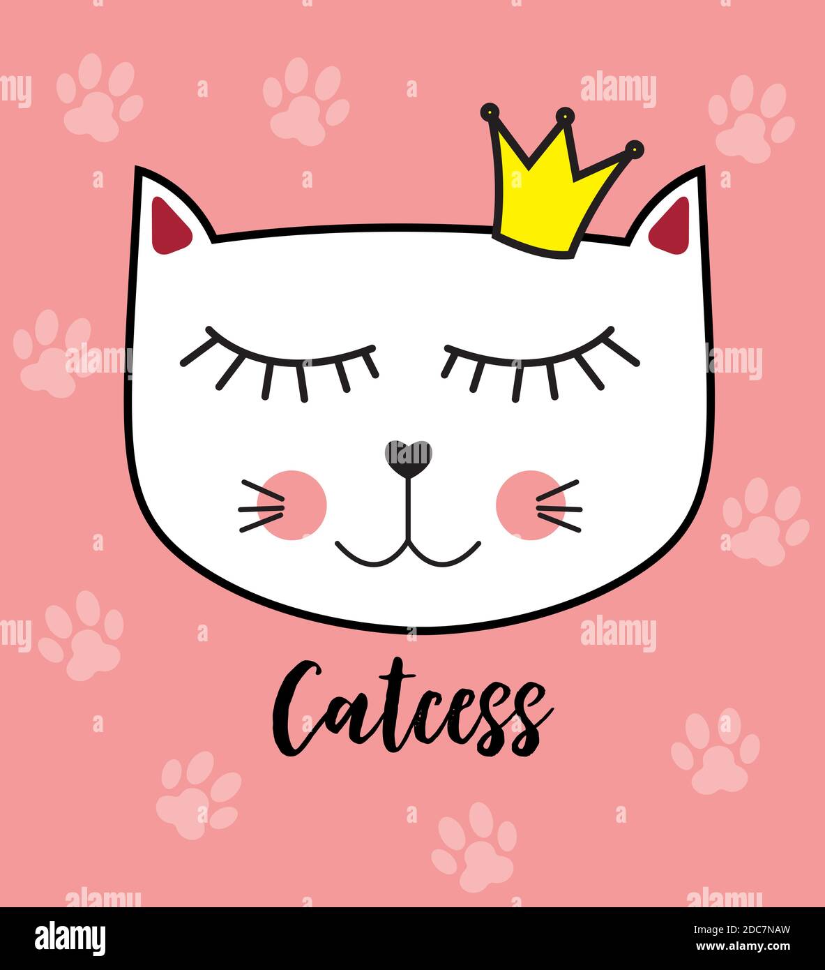 Little Cute Cat Princess Illustration Stock Photo - Alamy