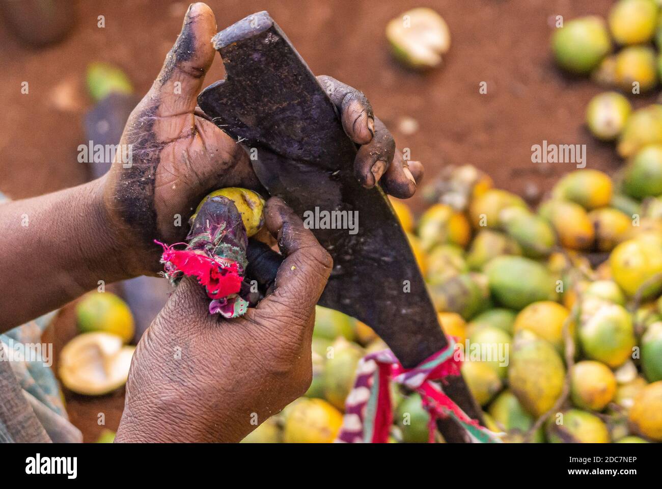 Kadenahalli, Karnataka, India - November 3, 2013: Closeup of black hand ...