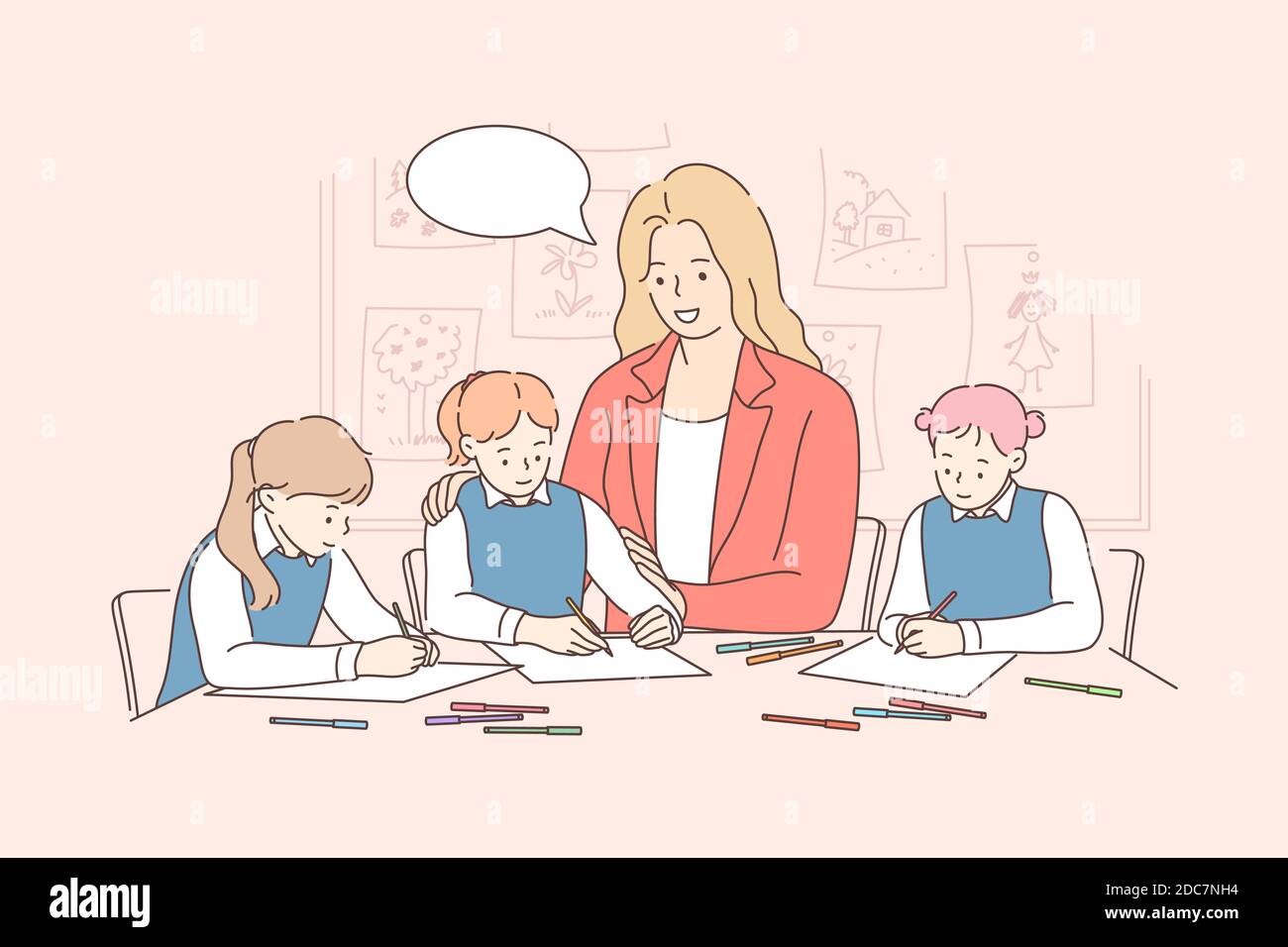 Education, study, learning, lesson, communication concept. Young ...