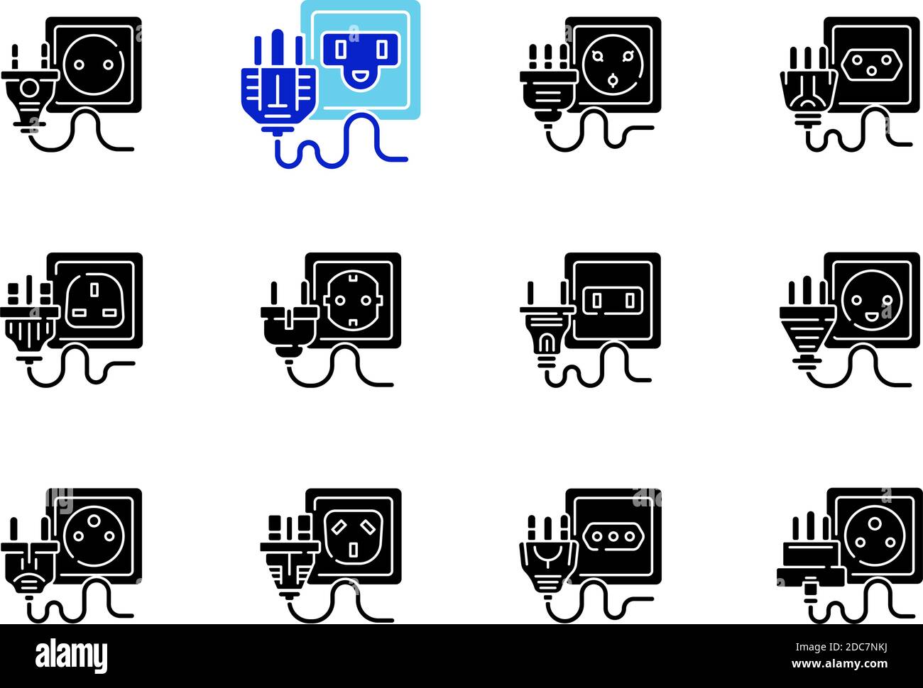 Sockets black glyph icons set on white space Stock Vector Image & Art ...