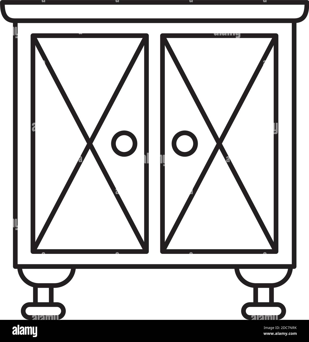 furniture concept, end table icon over white background, line style ...