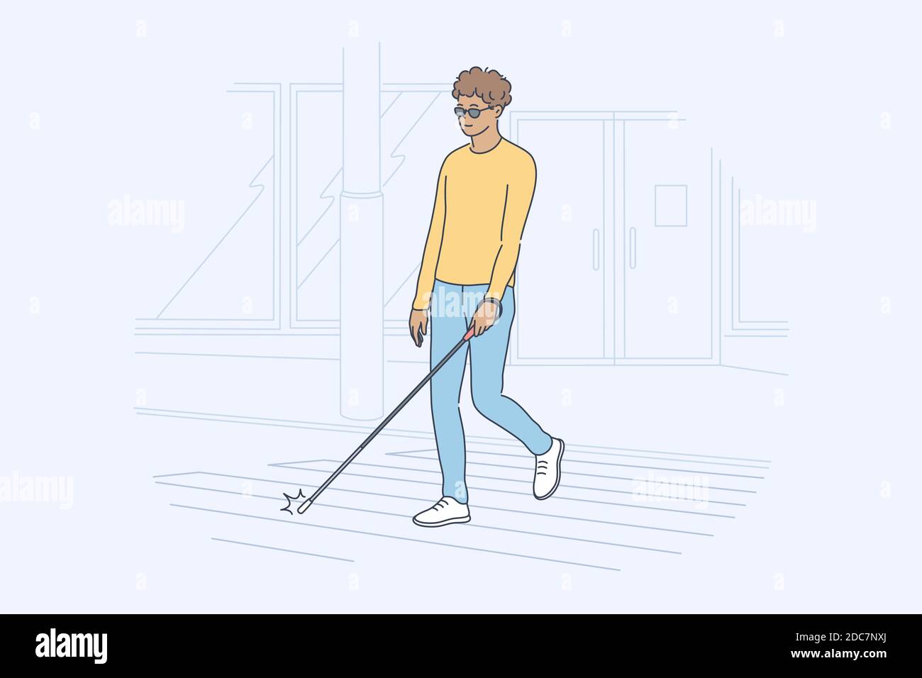 Health, care, blindness, desease, motion concept. Young happy smiling ...