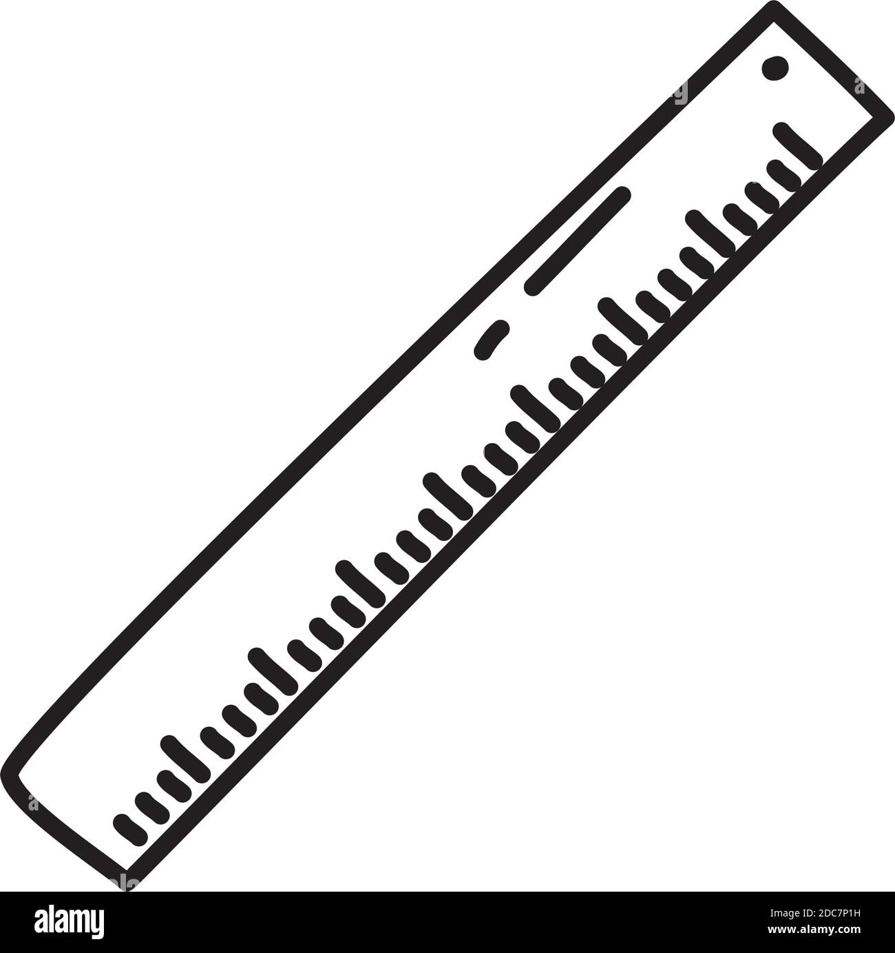 stationary concept, ruler icon over white background, line doodle style ...